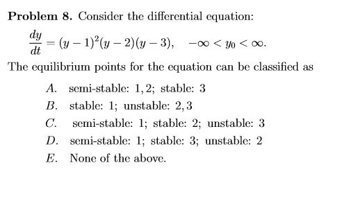 Solved Consider the differential equation: dy/dt = (y - | Chegg.com