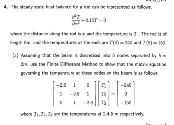 Solved 4. The steady state heat balance for a rod can be | Chegg.com