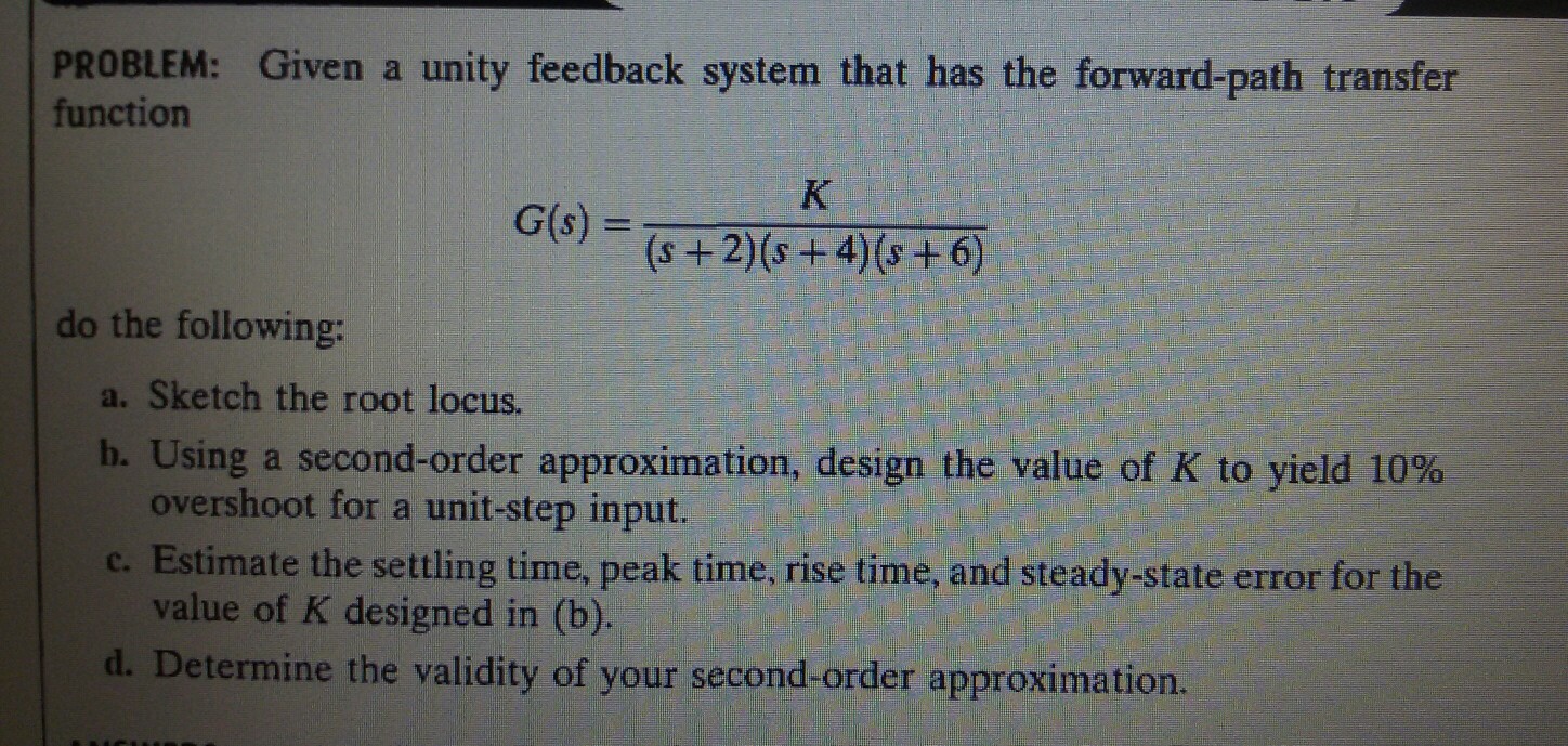 Solved Given A Unity Feedback System That Has The
