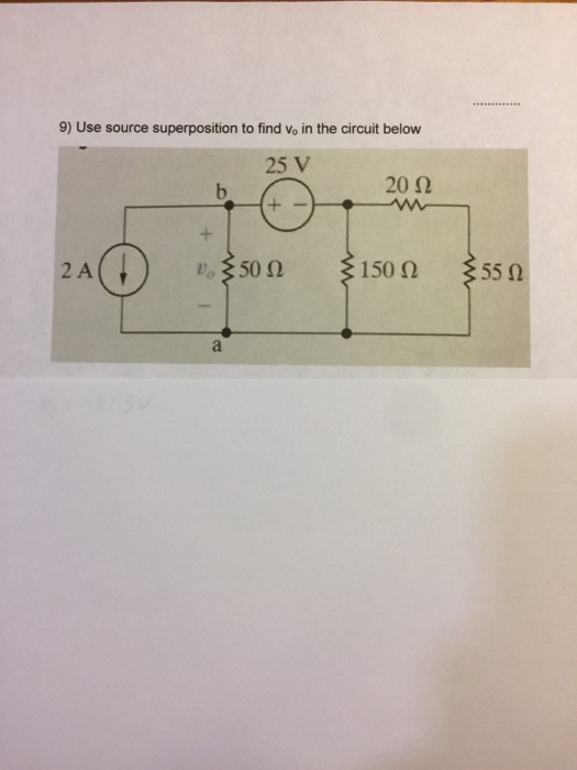 Solved Use source superposition to find v_0 in the circuit | Chegg.com