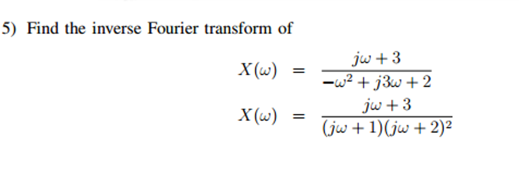 Solved Find the inverse Fourier transform of X(omega) = j | Chegg.com