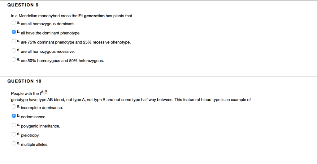 Solved QUESTION 9 In a Mendelian monohybrid cross the F1 | Chegg.com