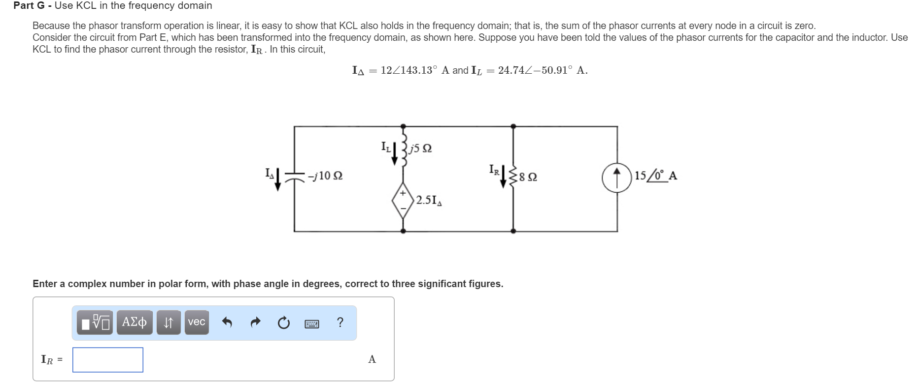 Solved Because the phasor transform operation is linear, it | Chegg.com