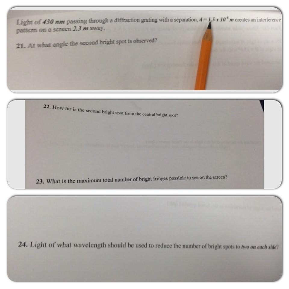 Solved Light of 430 nm passing through a diffraction grating | Chegg.com