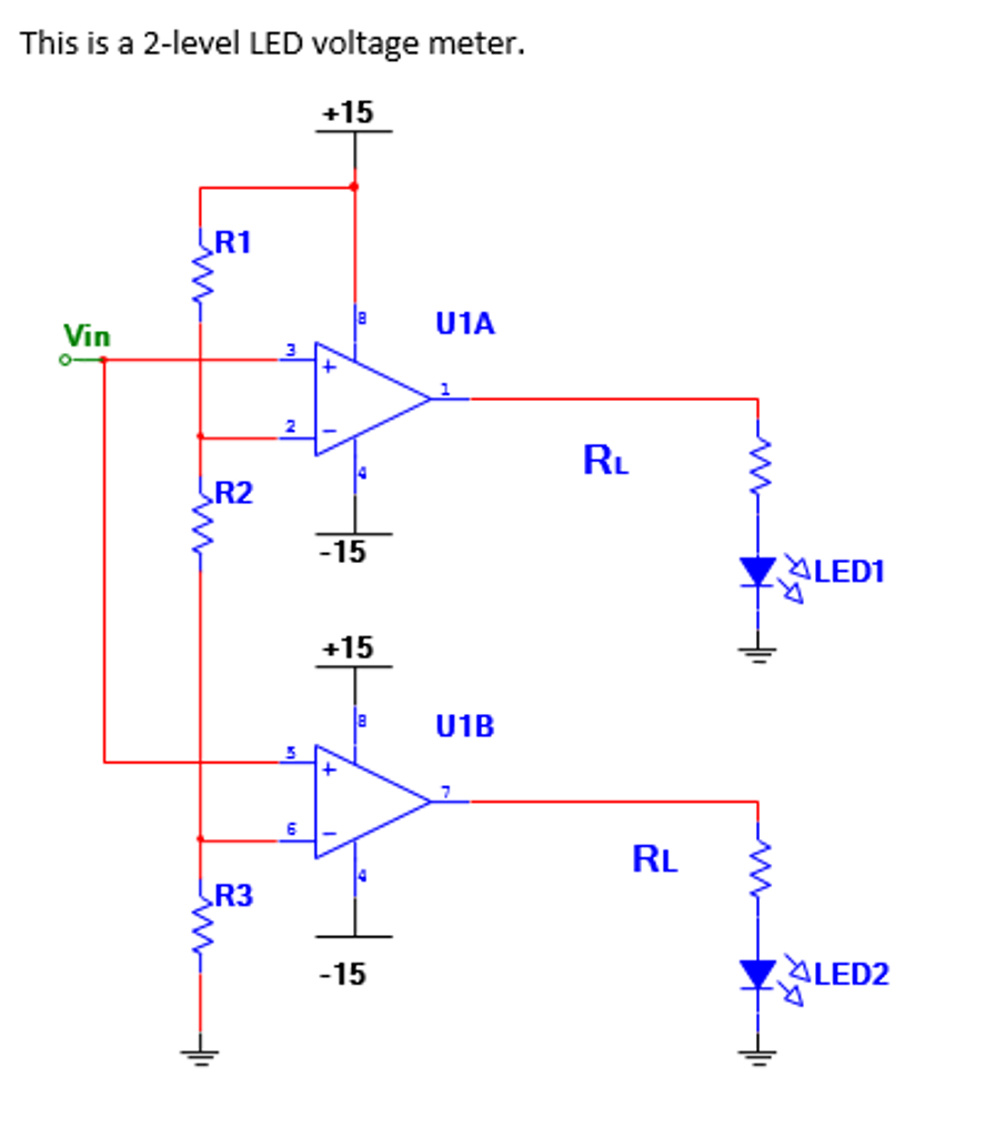 Design a 4-level LED voltage meter. The LEDs should | Chegg.com