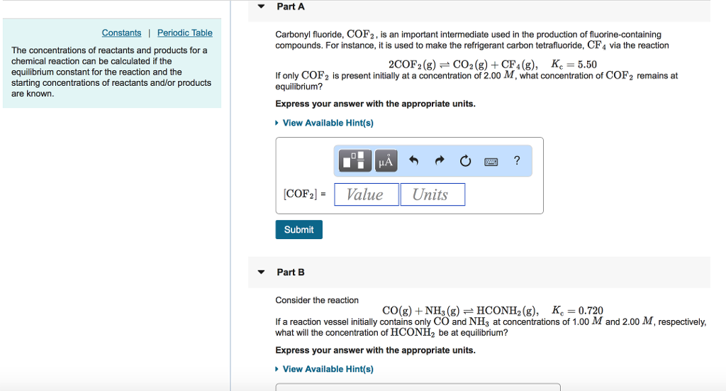 Solved Part A Carbonyl fluoride, COF2, is an important | Chegg.com