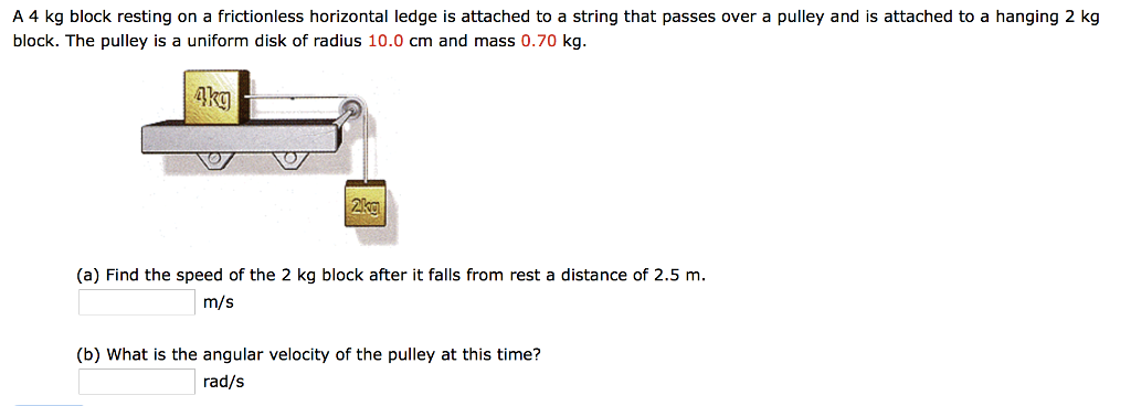 Solved A 4 kg block resting on a frictionless horizontal | Chegg.com