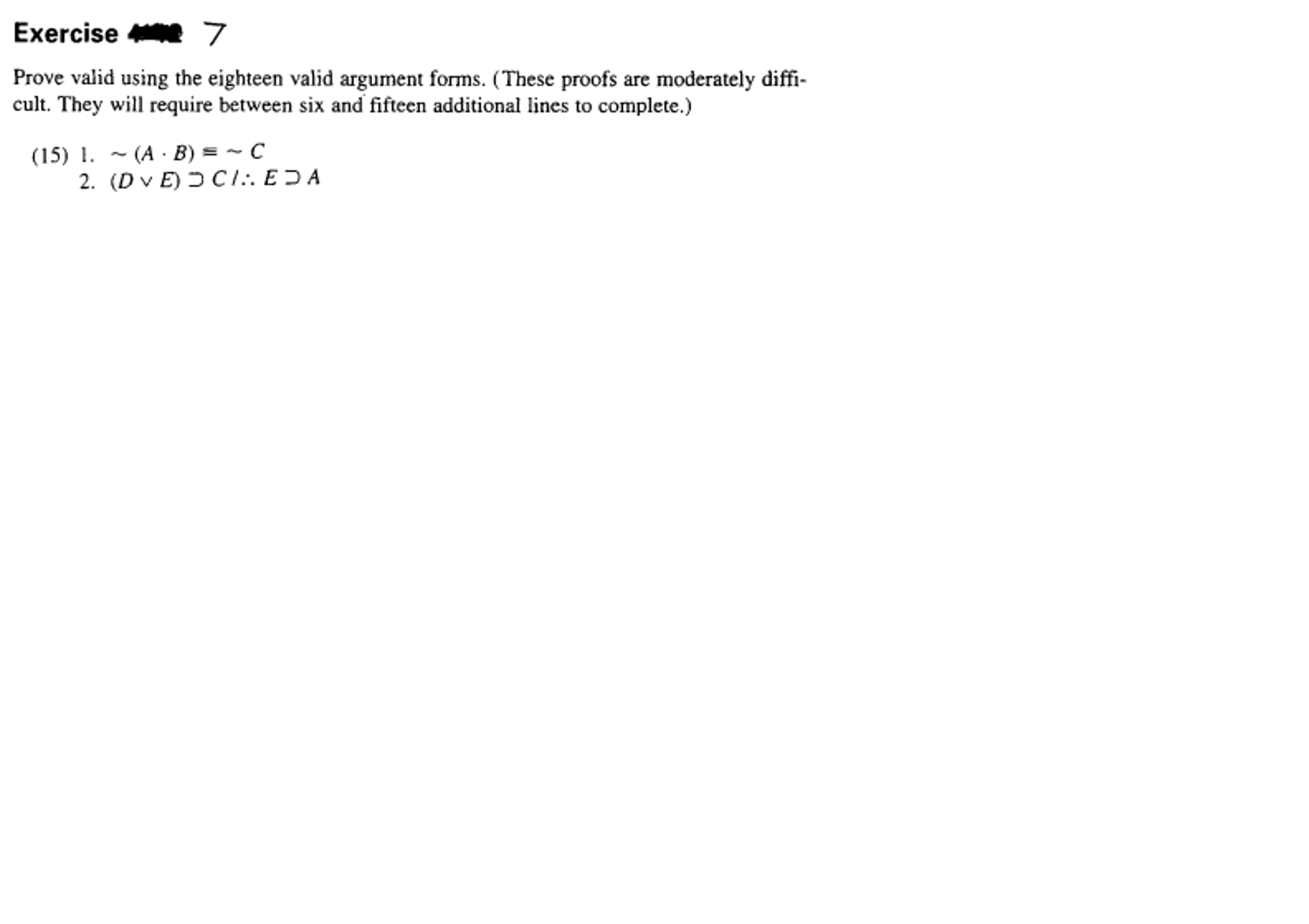 Prove Valid Using The Eighteen Valid Argument Forms