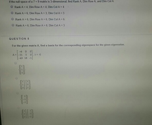 Solved If the null space of a 7 9 matrix is 3-dimensional, | Chegg.com