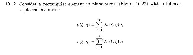 Solved 10.12 Consider a rectangular element in plane stress | Chegg.com
