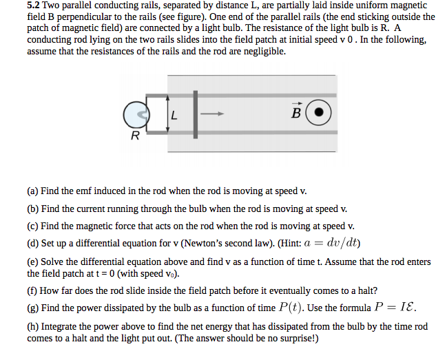 Solved 5.2 Two parallel conducting rails, separated by | Chegg.com