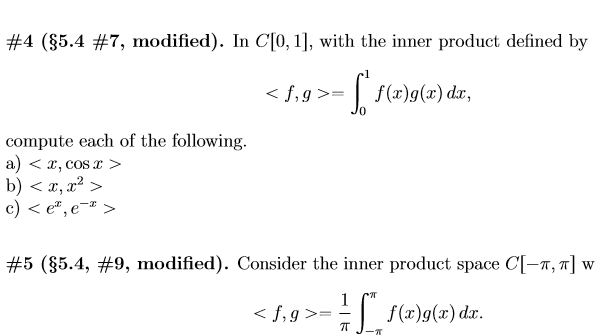 Solved In C [0, 1], with the inner product defined by = | Chegg.com