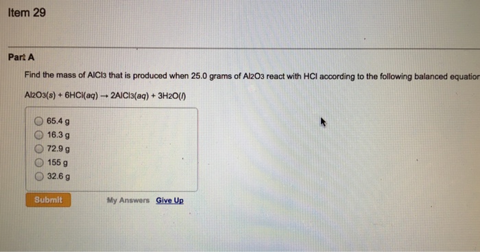 Solved Find the mass of AlCl3 that is produced when 25.0 | Chegg.com