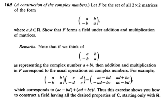 Solved 16.5 (A construction of the complex numbers.) Let F | Chegg.com