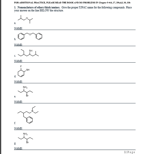 Solved Nomenclature of ethers/thiols/amines. Give the proper | Chegg.com