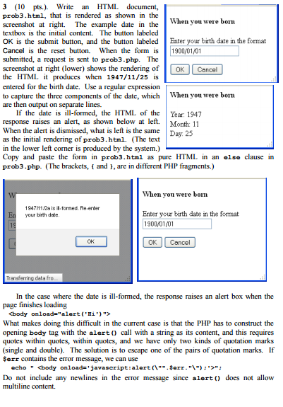 Solved Write an HTML document, prob3.html, that is rendered | Chegg.com