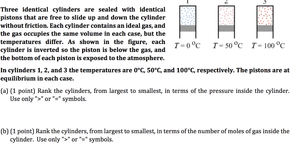 Solved 2 Three identical cylinders are sealed with identical | Chegg.com