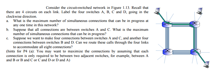 Solved Consider the circuit-switched network in Figure 1.13. | Chegg.com