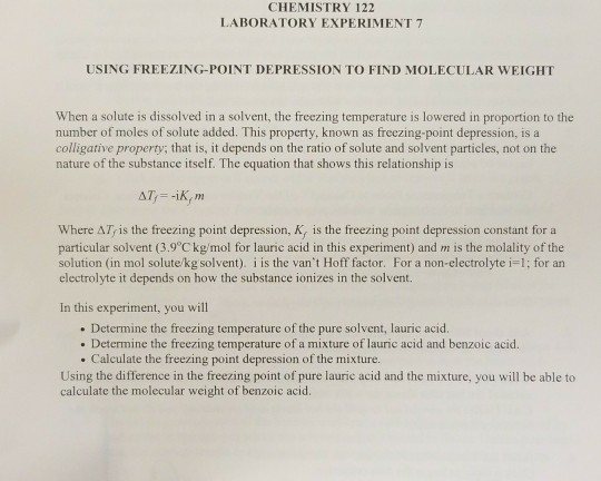 Solved CHEMISTRY 122 LABORATORY EXPERIMENT 7 USING | Chegg.com