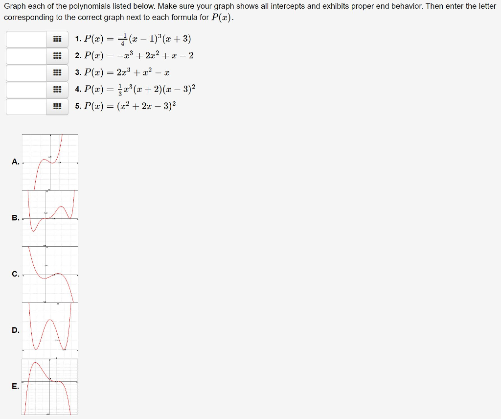 Solved Graph each of the polynomials listed below. Make sure | Chegg.com