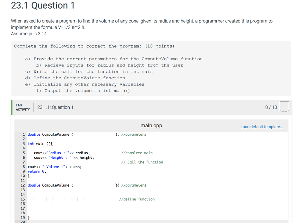 Solved 23.1 Question 1 When asked to create a program to | Chegg.com