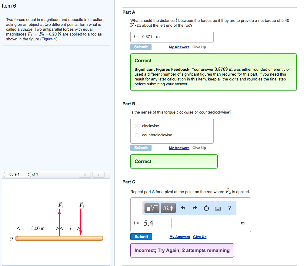 Solved Two Forces Equal In Magnitude And Opposite In