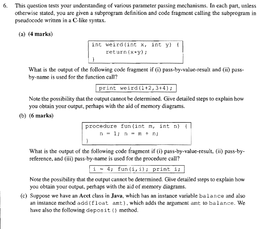 Solved 6. This question tests your understanding of various | Chegg.com