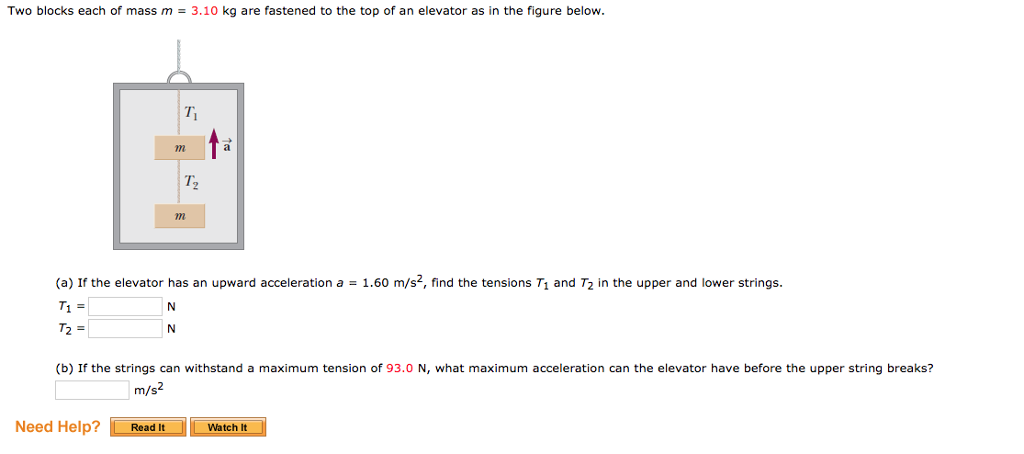Solved Two blocks each of mass m3.10 kg are fastened to the | Chegg.com