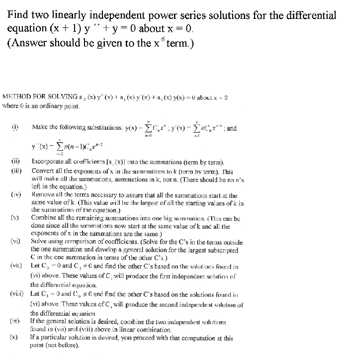 Solved Find two linearly independent power series solutions | Chegg.com