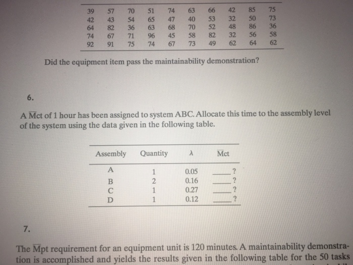 Solved Did the equipment item pass the maintainability | Chegg.com