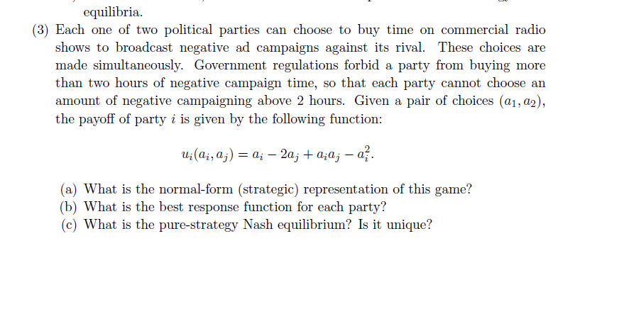Solved Each one of two political parties can choose to buy | Chegg.com
