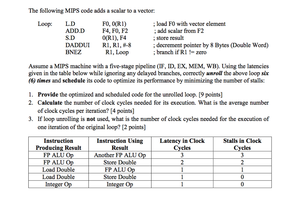 Question In Computer Architecture Instruction Level