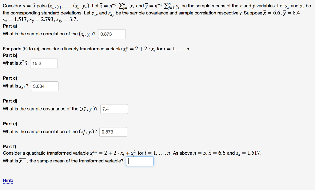Solved Consider n = 5 pairs (xi , yi , . . . , (An, yn). Let | Chegg.com