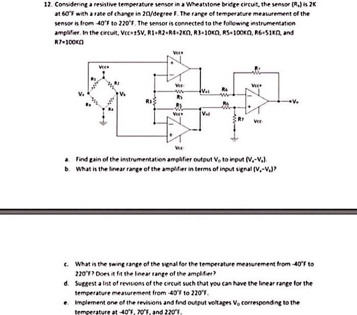 Solved Considering a resistive temperature sensor in a | Chegg.com