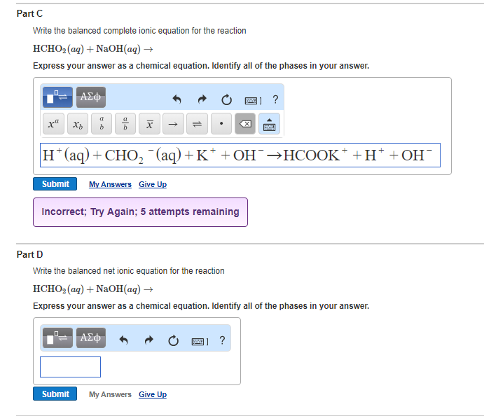 Solved Part C Write the balanced complete ionic equation for | Chegg.com