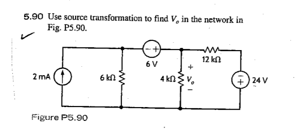 Solved Use source transformation to find V_0 in the network | Chegg.com