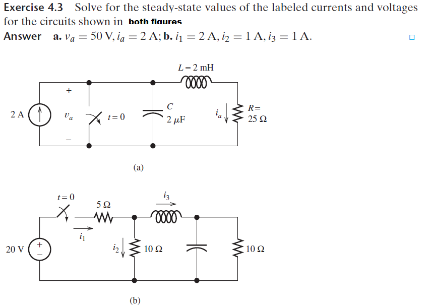 Solved Solve for the steady-state values of the labeled | Chegg.com