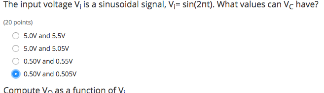 Solved The Input Voltage Vi Is A Sinusoidal Signal Vi