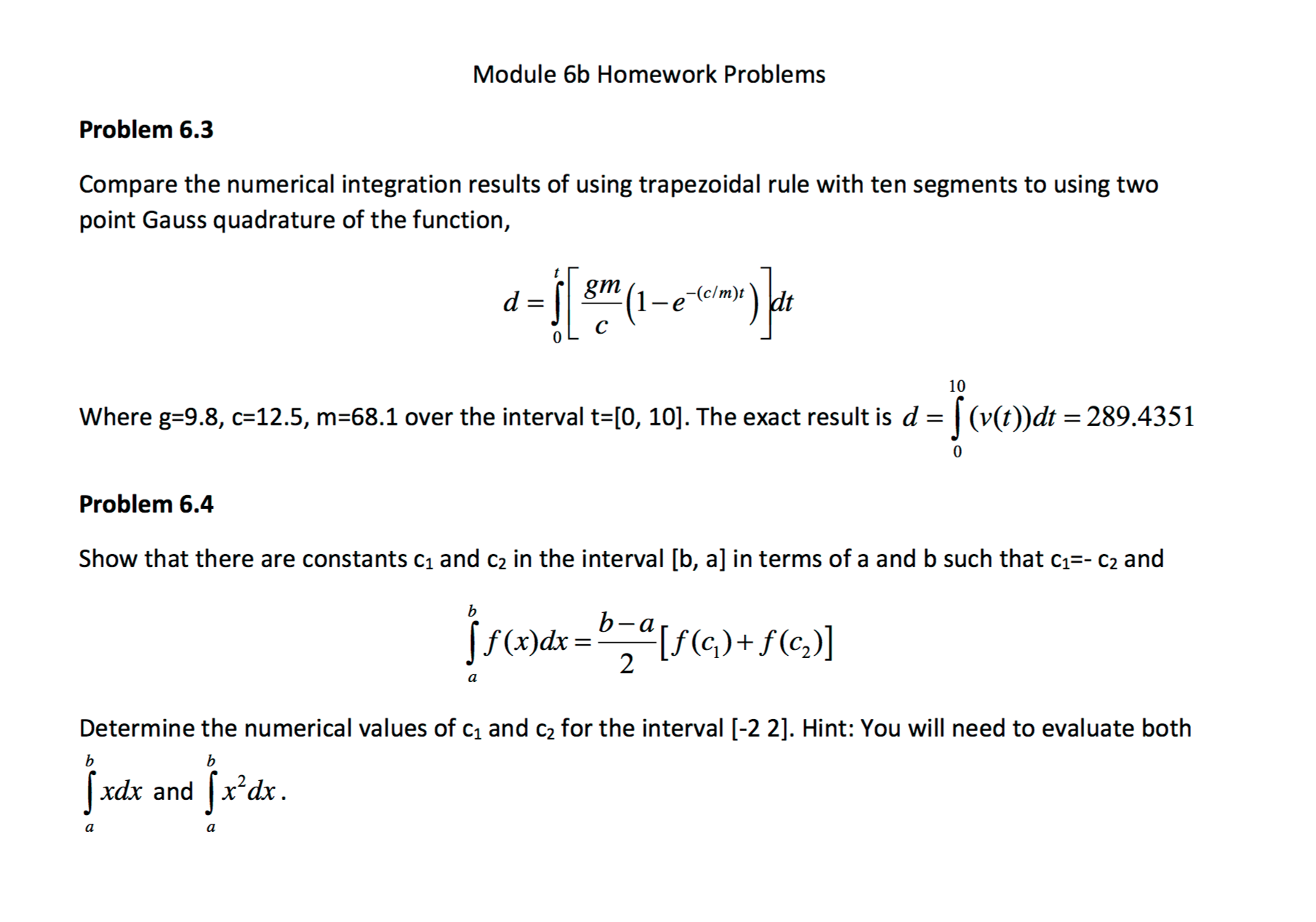 Compare the numerical integration results of using | Chegg.com