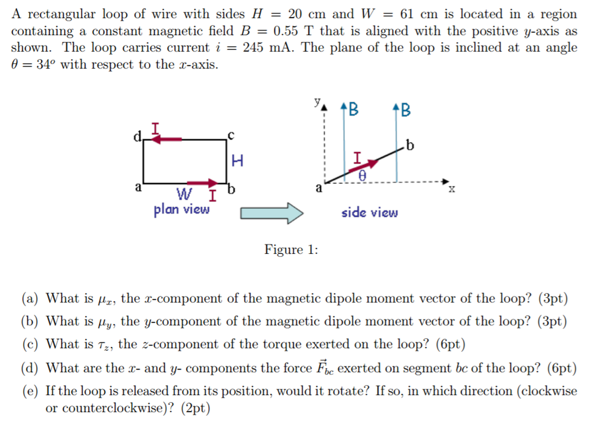 Solved A rectangular loop of wire with sides H = 20 cm and = | Chegg.com
