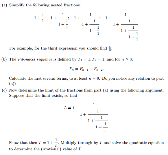 Solved Simplify the following nested fractions: For | Chegg.com