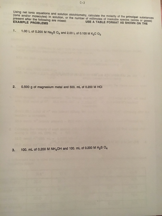 Solved Using net ionic equations and solution stoichiometry, | Chegg.com