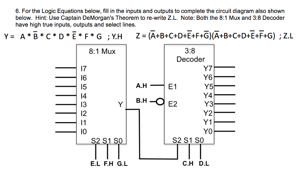 Solved 6. For the Logic Equations below, fill in the inputs | Chegg.com