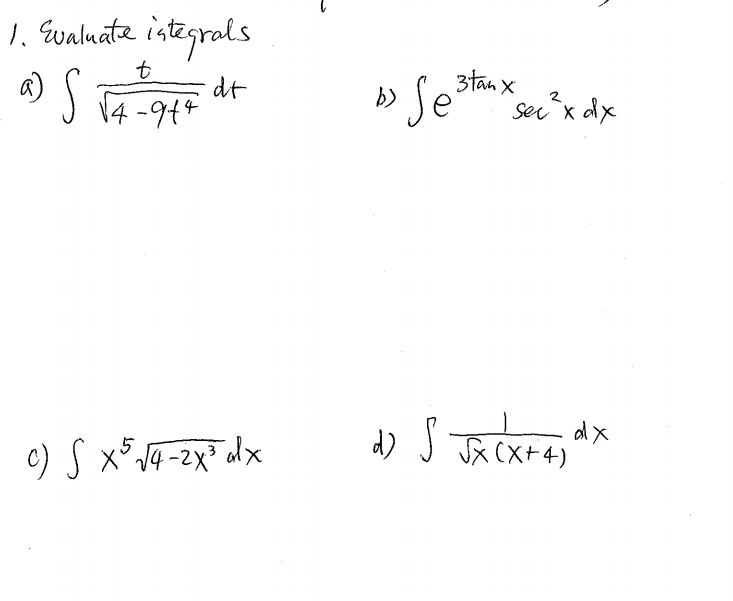 Solved Evaluate integrals a) integral t/Squareroot 4 - 9t^2 | Chegg.com