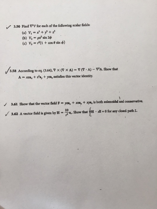 Solved 3.50 Find V2V for each of the following scalar | Chegg.com