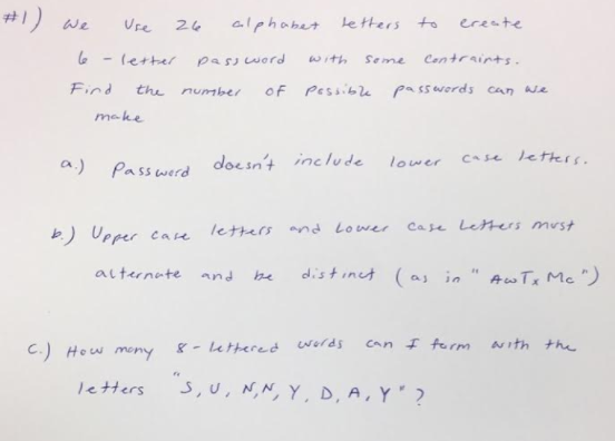 Solved We use 26 alphabet letters to create 6 - letter | Chegg.com