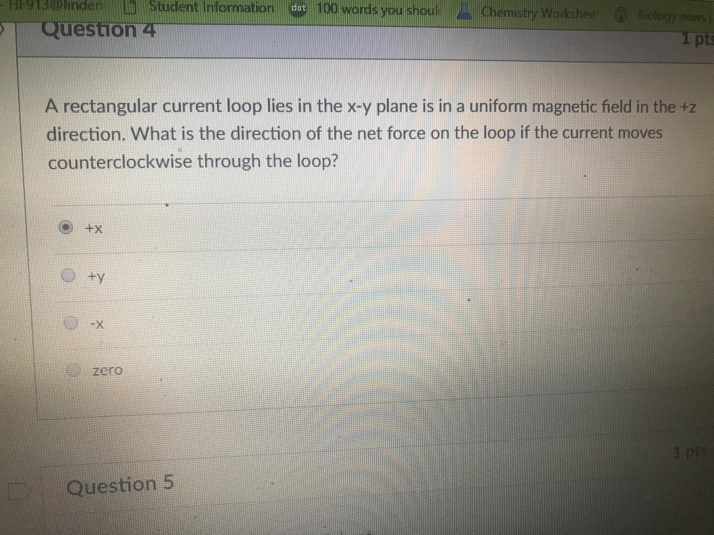 Solved ? dot hem ueston 1 pts A rectangular current loop | Chegg.com