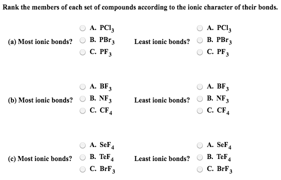 Solved Rank the members of each set of compounds according | Chegg.com Solved Rank the members of each set of compounds according | Chegg.com