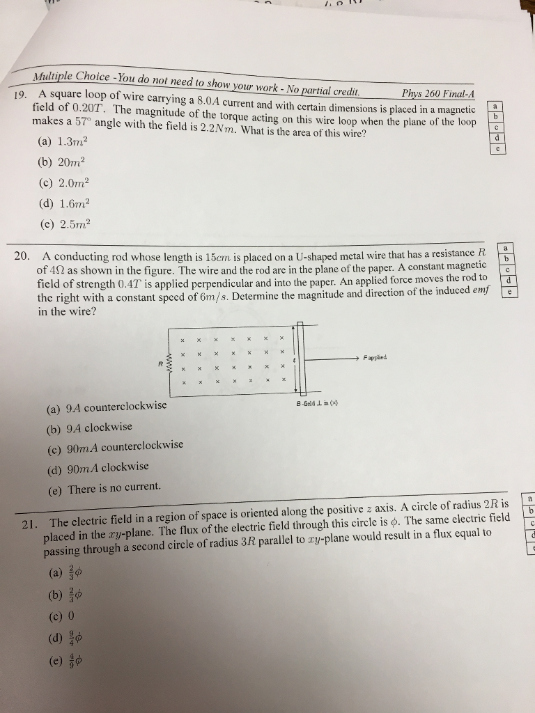 Solved Multiple Choice You Do Not Need To Show Your Work Chegg