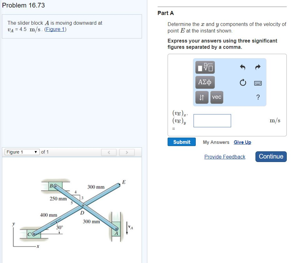 Solved The slider block A is moving downward at v_A = 4.5 | Chegg.com